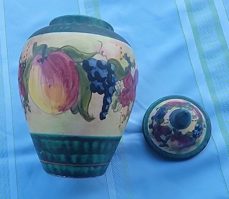 Studio Arta Ceramic Italy Large Vase W/Lid 12"H And Round Plate 12" Hand Panted | eBay