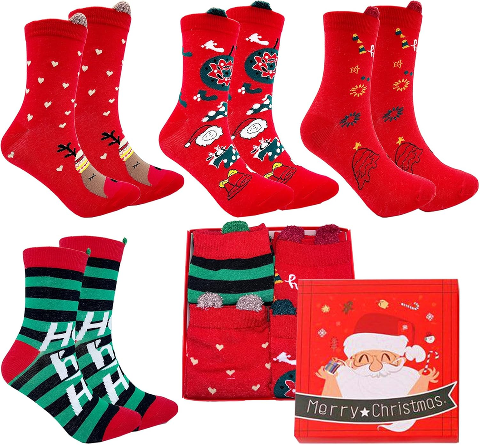 Women'S Christmas Socks, 4 Pairs Christmas Socks for Women Crazy Funny Dress Col | eBay