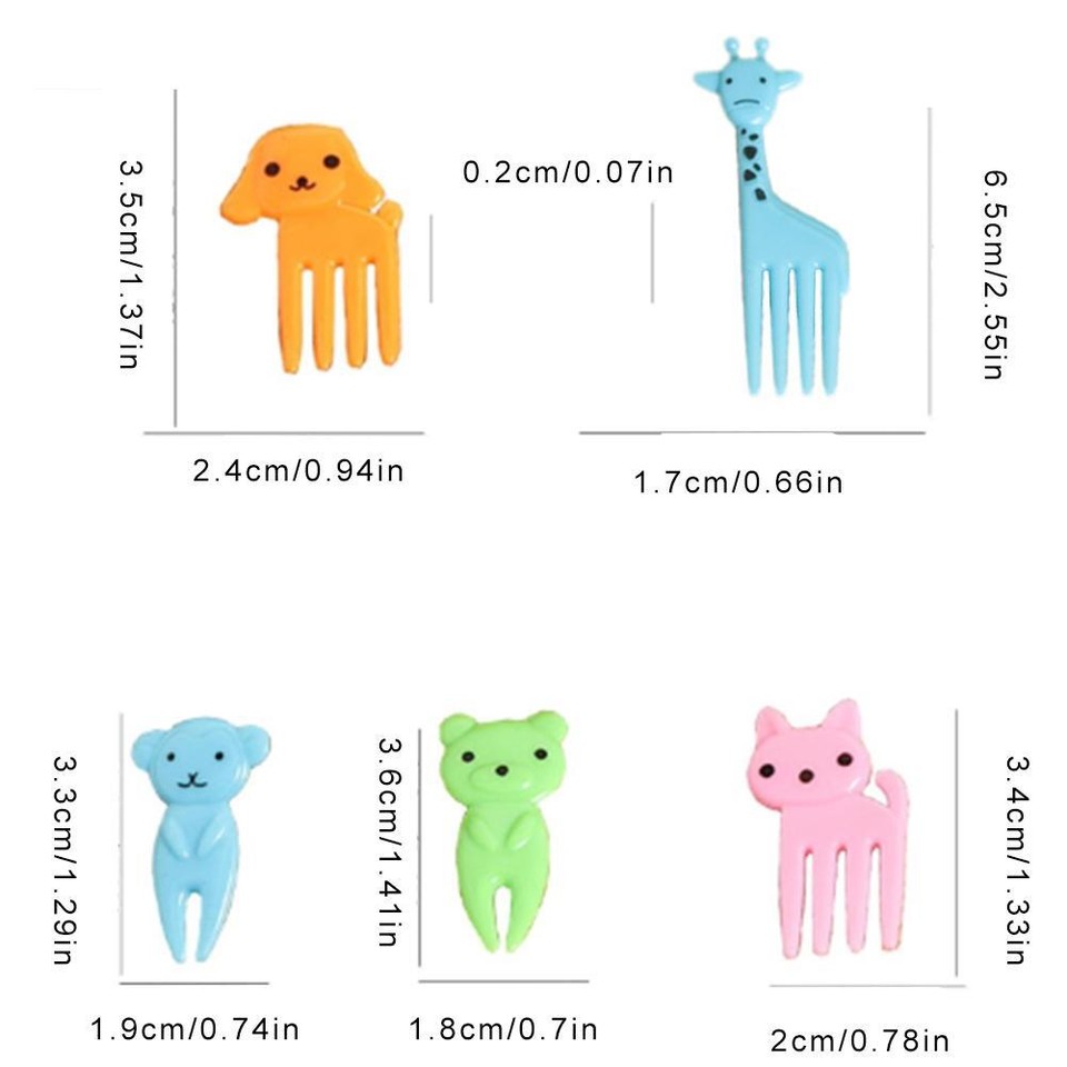 10* Kids Mini Animal Food Fork Plastic Fruit Forks Reusable Cake ...