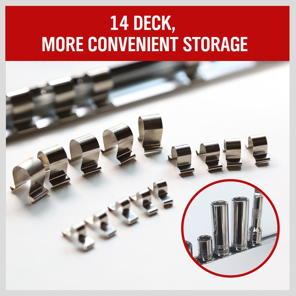 3 Socket Holder Sliding Rail Tray Organizer 1/4" 3/8" 1/2"Mountable ...