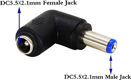 90 Degree Angle DC5.5x2.1mm Male to Female Adapter 5 Volt DC Barrel ...