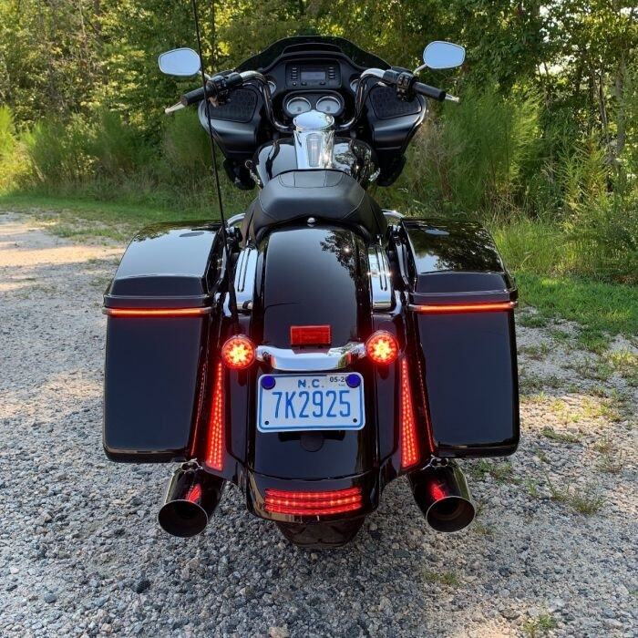 Custom Dynamics Chrome Red Lens LED Fender Fillerz Fascia Panel Harley ...