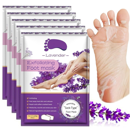 Foot Peel Masks for Dry Cracked Feet 5 Pack,Exfoliating Foot Mask ...