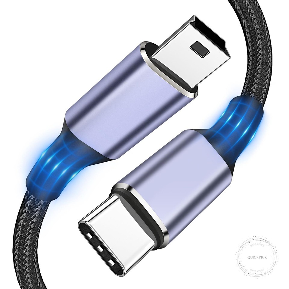 USB C to Mini USB Cable 3FT, [Aluminum Shell, Braided] Durable Mini-B 5 ...