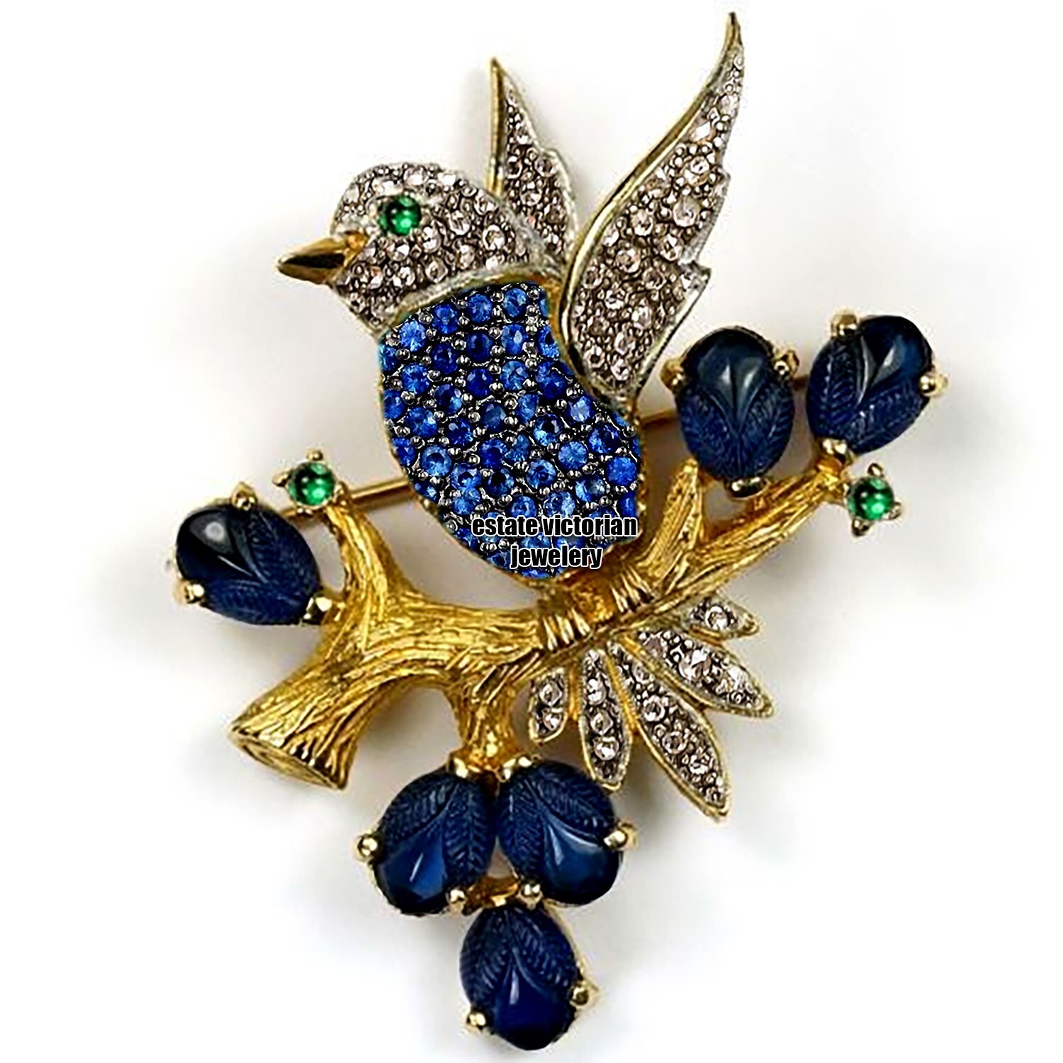 Gorgeous 1.80Ctw Rose Cut Diamond Gemstone Silver Victorian Bird Brooch ...