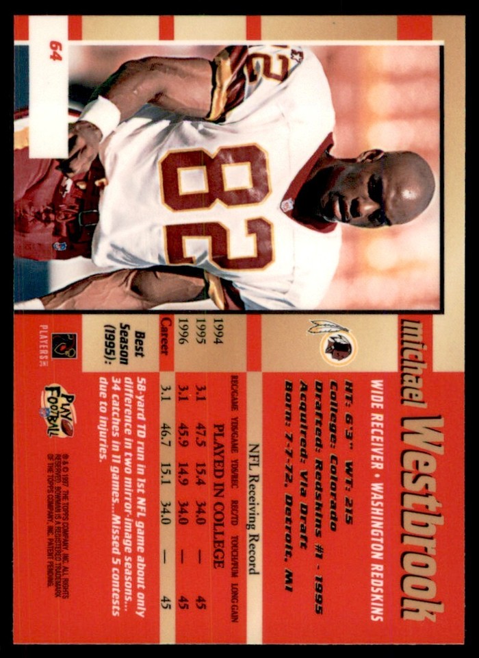 1997 BOWMAN'S BEST MICHAEL WESTBROOK WASHINGTON REDSKINS #286 | eBay