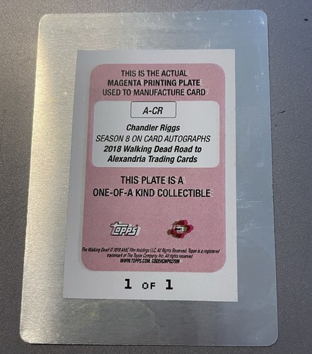 WALKING DEAD SEASON 8 AUTOGRAPH PRINTING PLATE CHANDLER RIGGS CARL ...