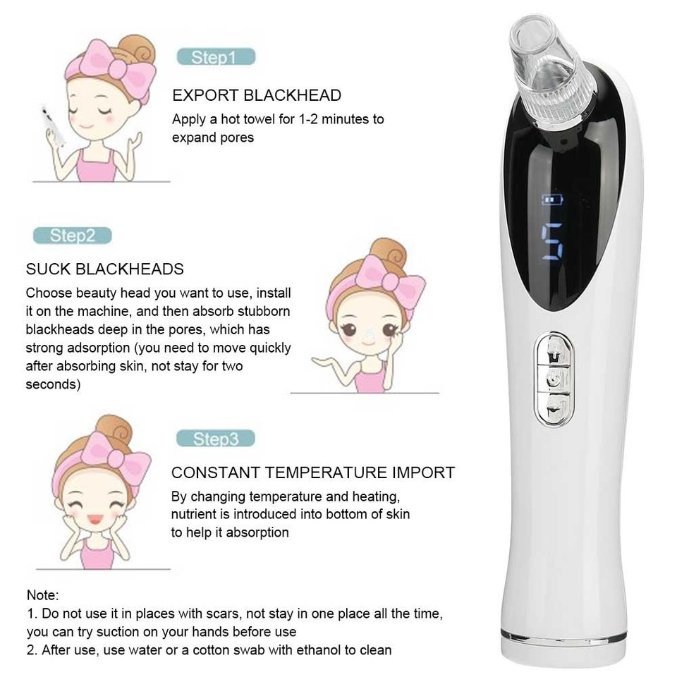 Electric Blackhead Removal Tool Heated Pore Acne Vacuum Cleaner ...