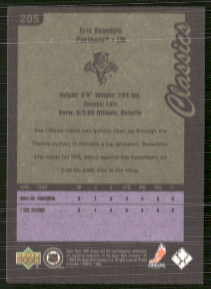 2002-03 Upper Deck Eric Beaudoin #205 | eBay