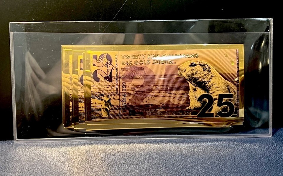 (20-STACK) 2024 Prairie Dog .999 Aurum 25mg 24k GoldFoil Note🔥Goldback ...
