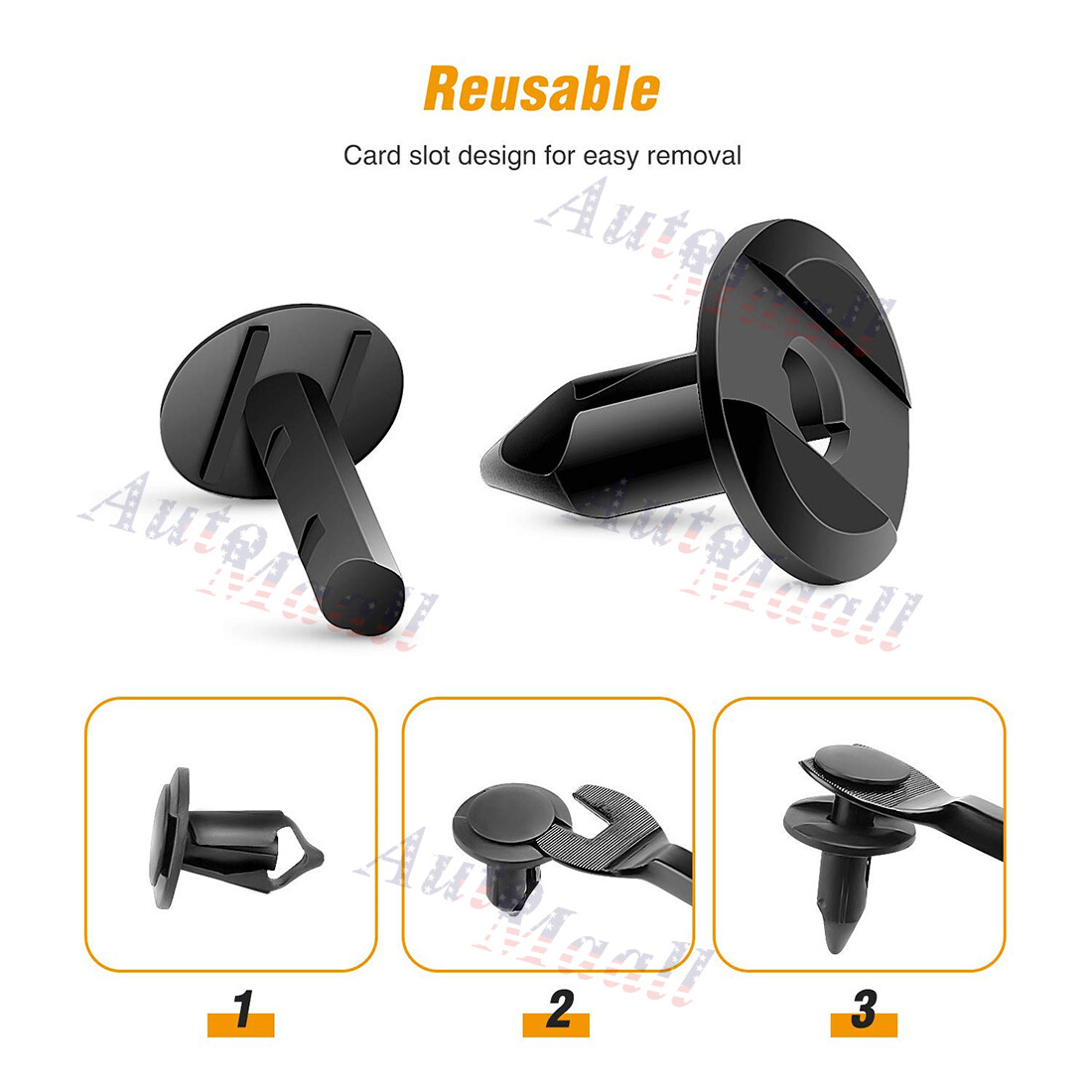 100pcs Nylon Push Type Retainer Clips for 8mm Hole GM 21030249 Chrysler ...