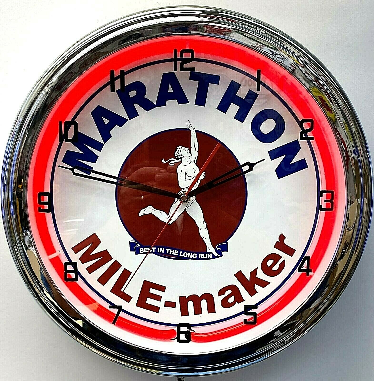 16" Marathon Mile Maker Oil Gas Sign Red Neon Wall Clock Best In The ...