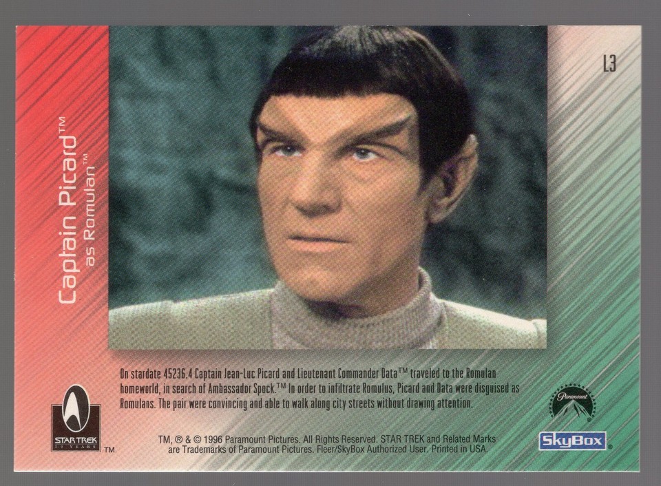 1996 Skybox Star Trek 30 Years Phase Two Undercover PICARD #L3 ...