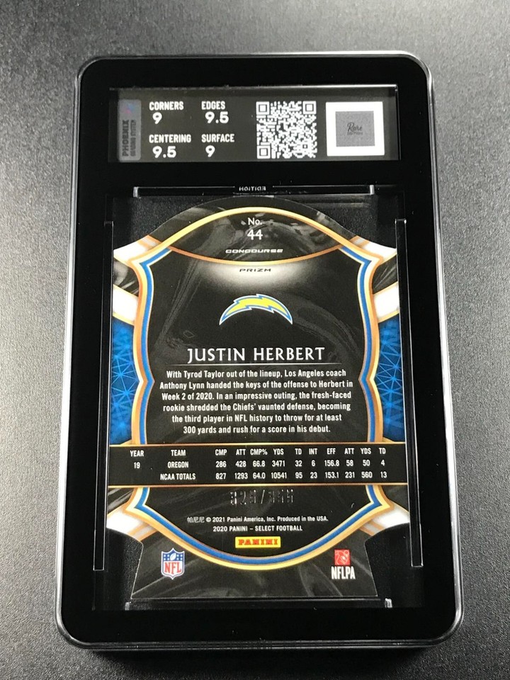 JUSTIN HERBERT 2020 PANINI SELECT #44 COPPER PRIZM ROOKIE /355 RARE ...