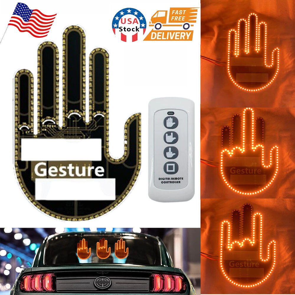 Car Middle Finger Gesture Light Funny Road Rage Signs Rear Window Light ...