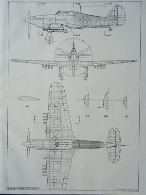 WW2 BRITISH Aircraft HAWKER HURRICANE II RP Scale Design Plan c1944 | eBay
