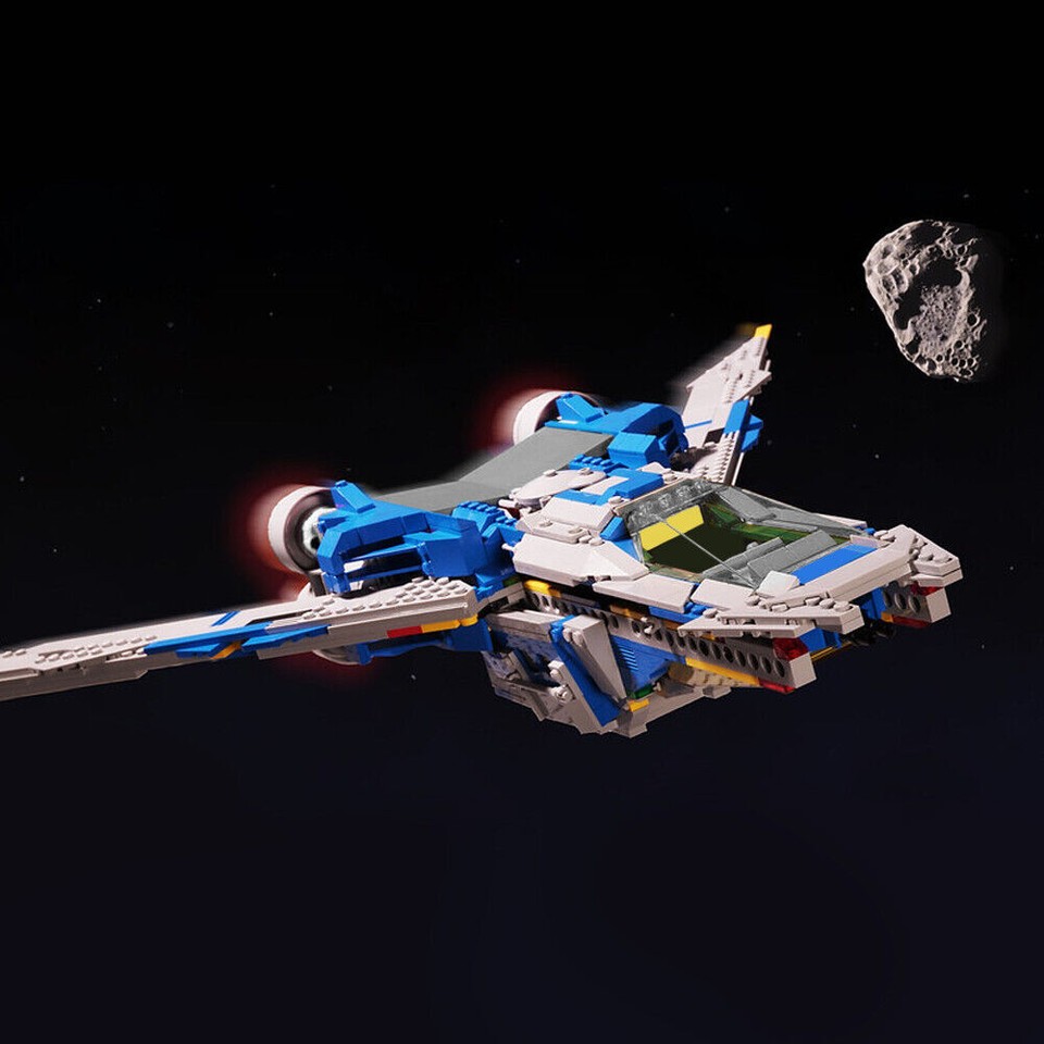 U-Shaped Spaceship MOC Building Blocks Set Sci-Fi Transport Ship Bricks ...