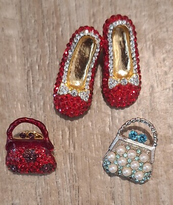 Brooch pin ruby red slippers wizard of oz Rhinstones Heels / 2 Bag Pins ...