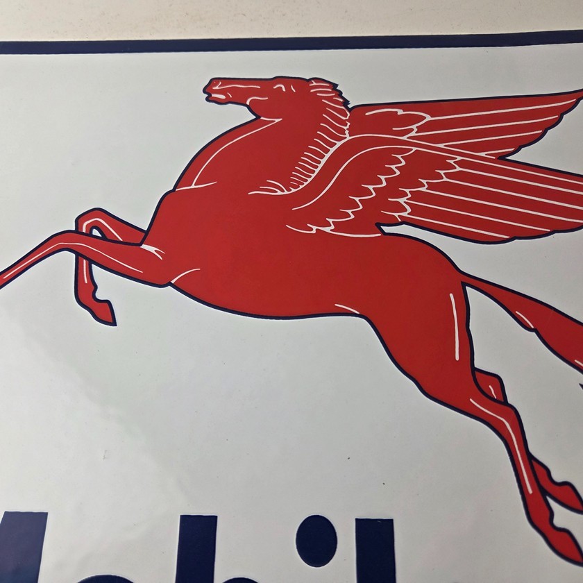 Vintage Mobilgas Sign - Porcelain Mobil Gasoline Pegasus Shield Gas ...