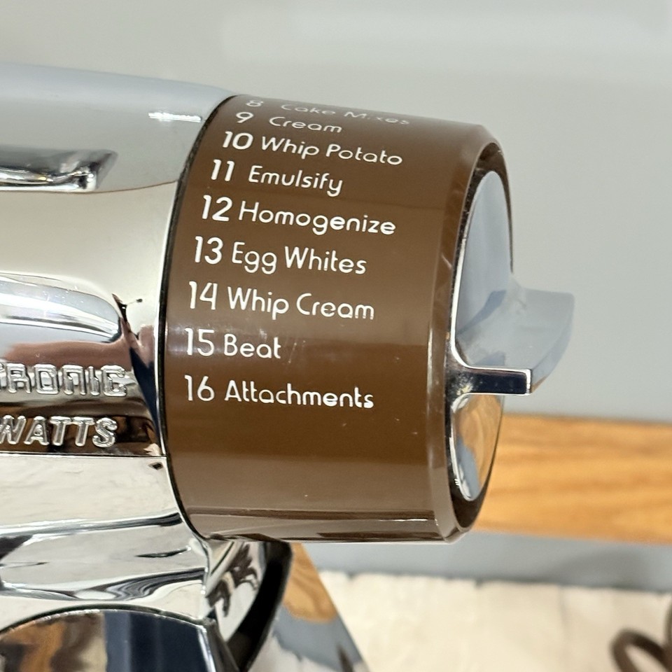 Sunbeam Power Plus Mixmaster vintage chrome & brown 16 speed Stand ...