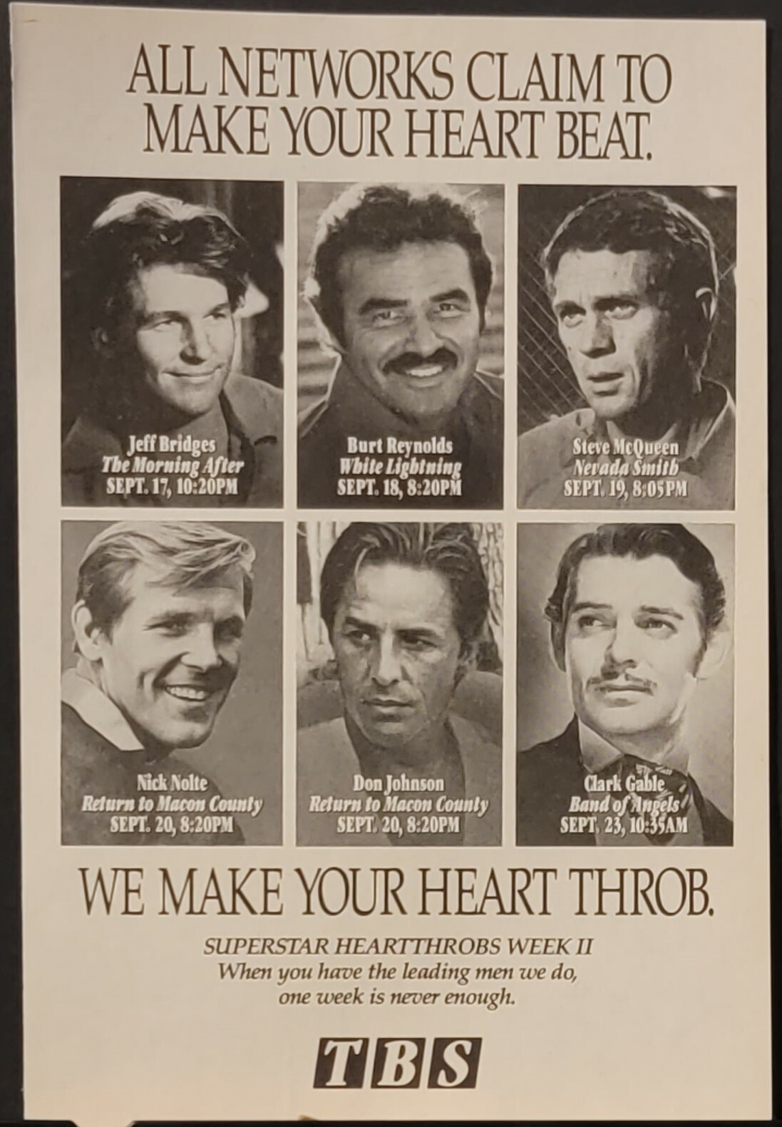 1990 Heart Throb TV Movie Week Print Ad Burt Reynolds Steve McQueen Don ...