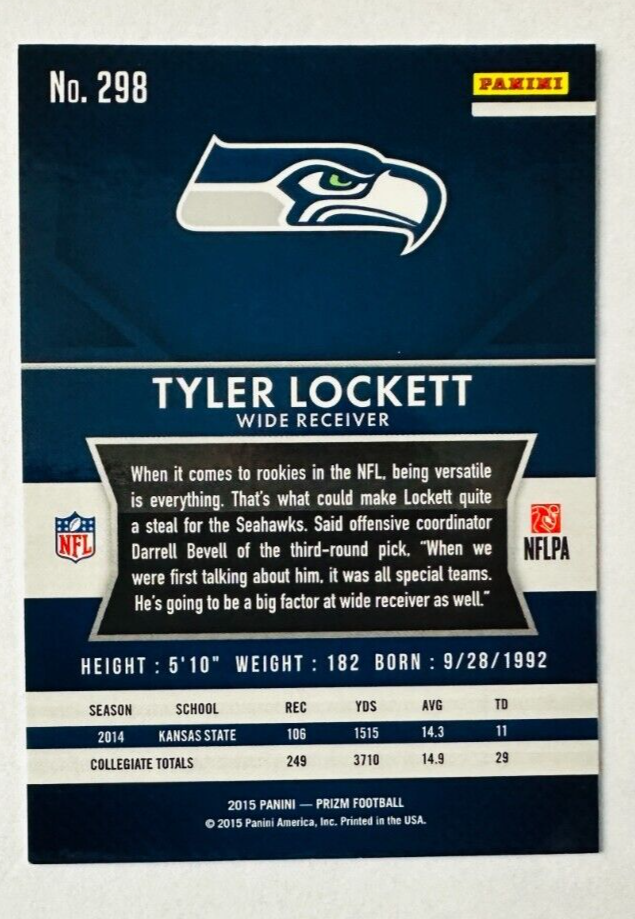2015 Panini Prizm Tyler Lockett RC #298 Base Seahawks Star Rookie! | eBay