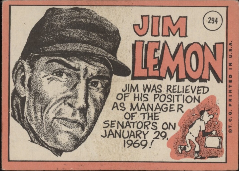 1969 Topps #294 Jim Lemon - Washington Senators | eBay