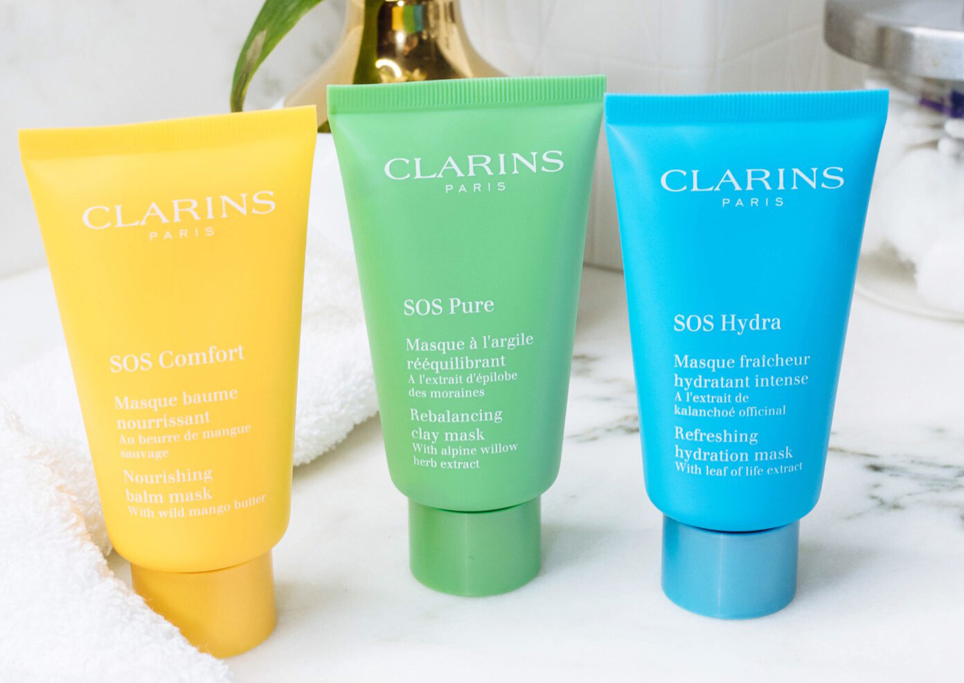 CLARINS Paris SOS Face Masks SOS Hydra SOS Pure & SOS Comfort 2.3 oz 75 ...