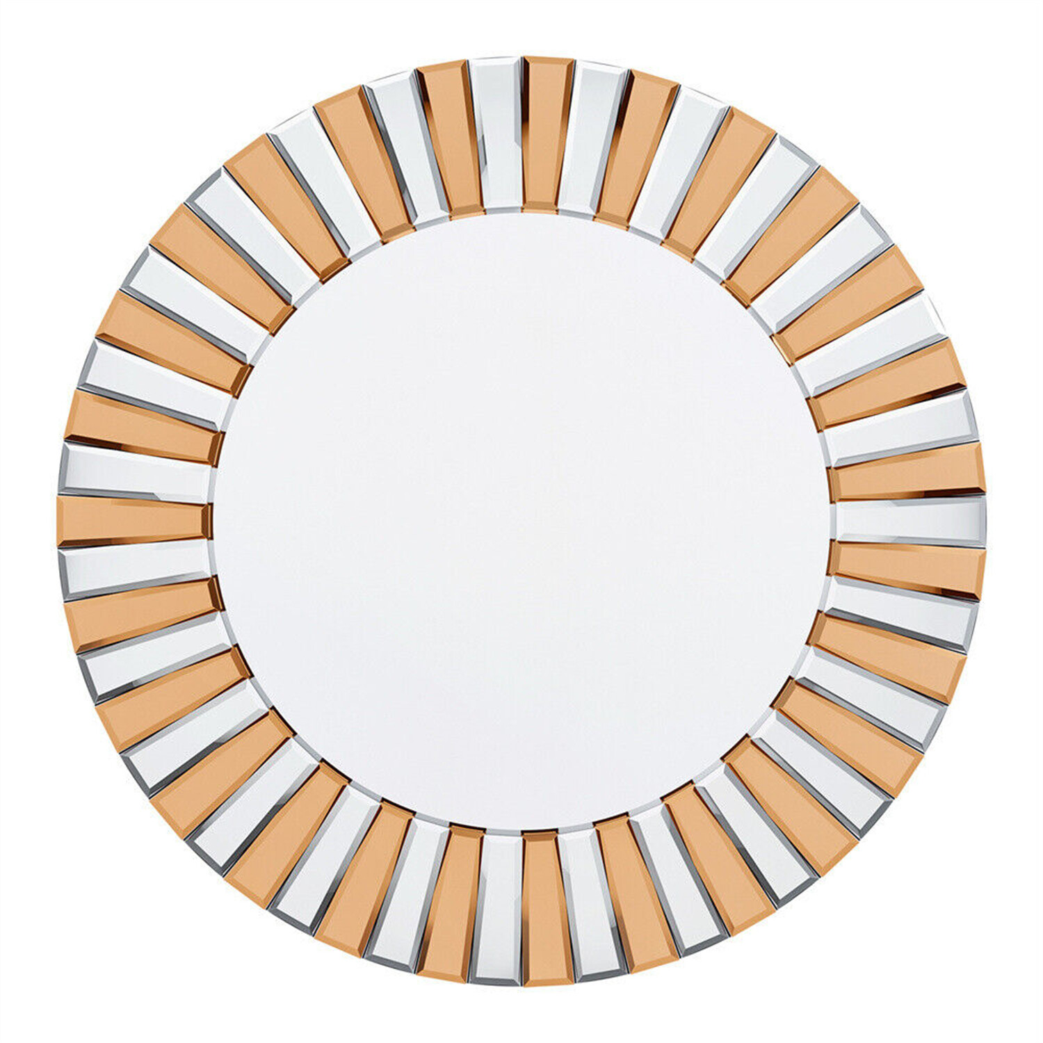Rose Gold Decorative Art Mirror Modern Beveled Round Hanging Wall