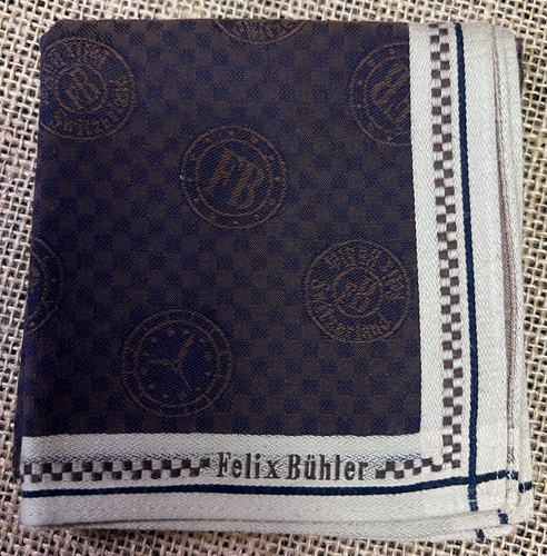 MEN BROWN MINI CHECK HANKY MONOGRAM STAMPED ART CLASSIC COTTON POCKET ...