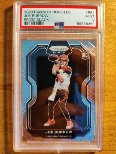 JOE BURROW BENGALS LSU 2020 PRIZM BLACK CHRONICLES #PB1 PSA 9 RC ROOKIE ...