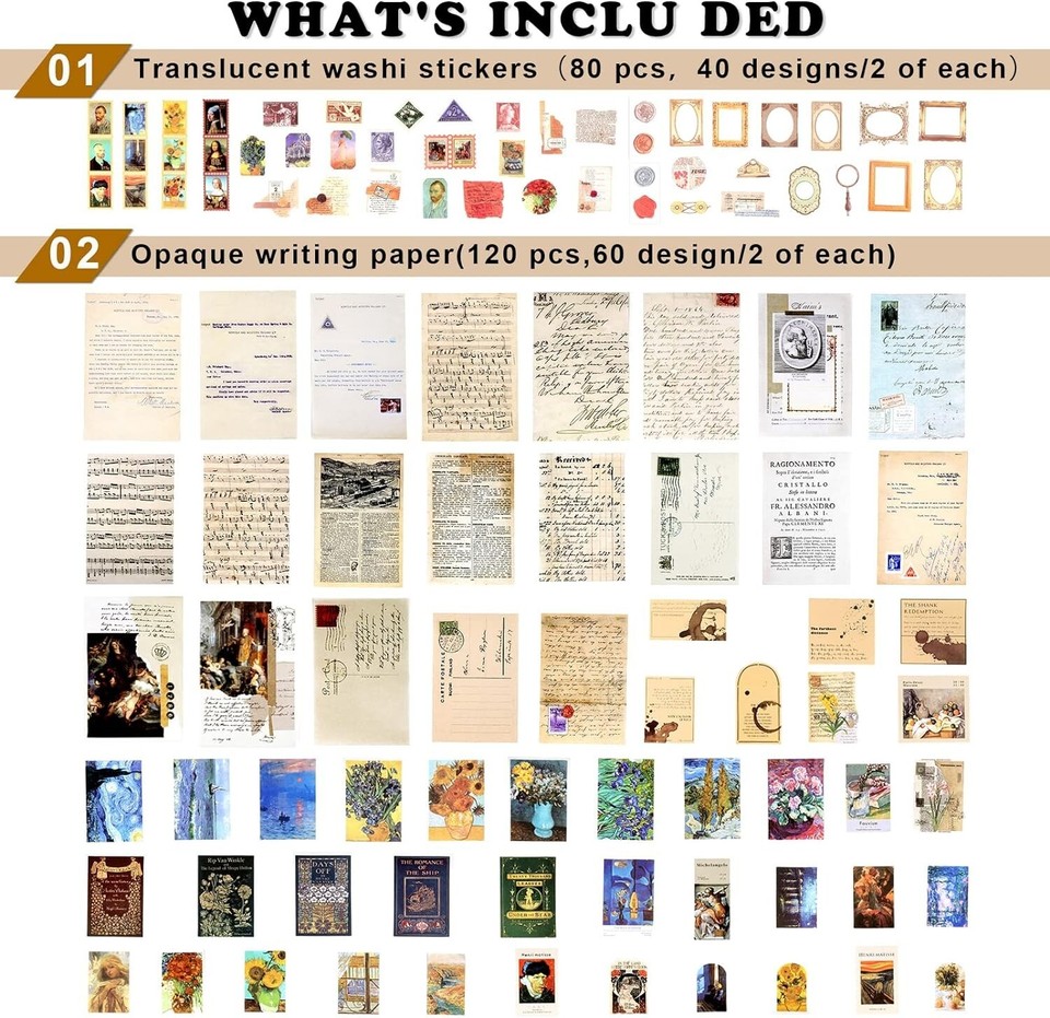 200pcs Vintage Junk Journal Supplies Scrapbook Supplies Scrapbooking ...