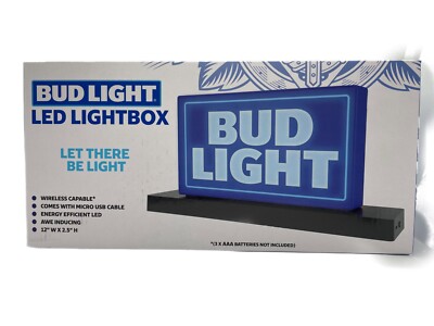 Bud Light Led Lightbox Micro USB Light 12" x 2.5" New In Box | eBay