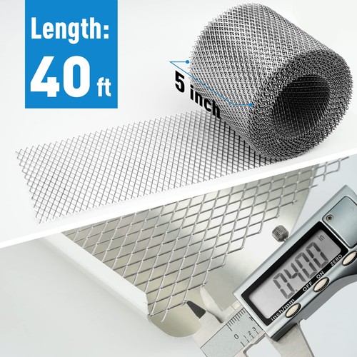 HOMWMPA Gutter Guard 5 inch, 304 Stainless Steel Gutter Sceen Mesh Roll ...