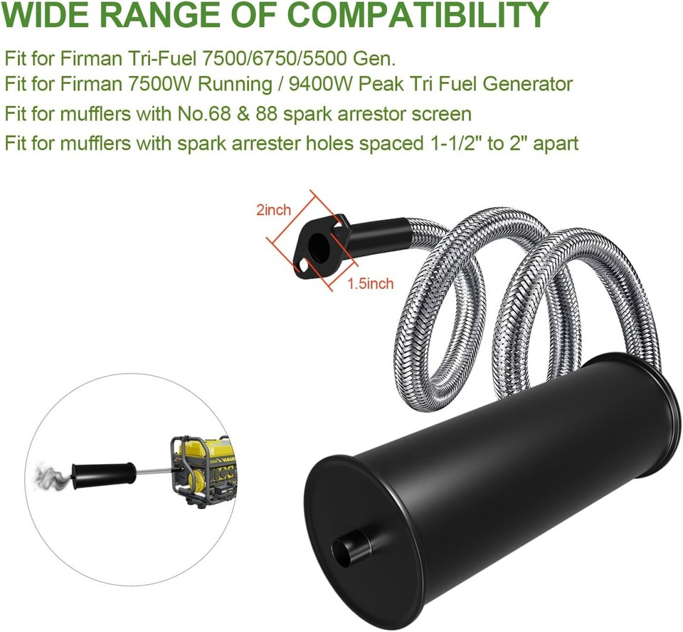 Generator Exhaust Extension Silencer Kit, Generator Muffler Generator ...