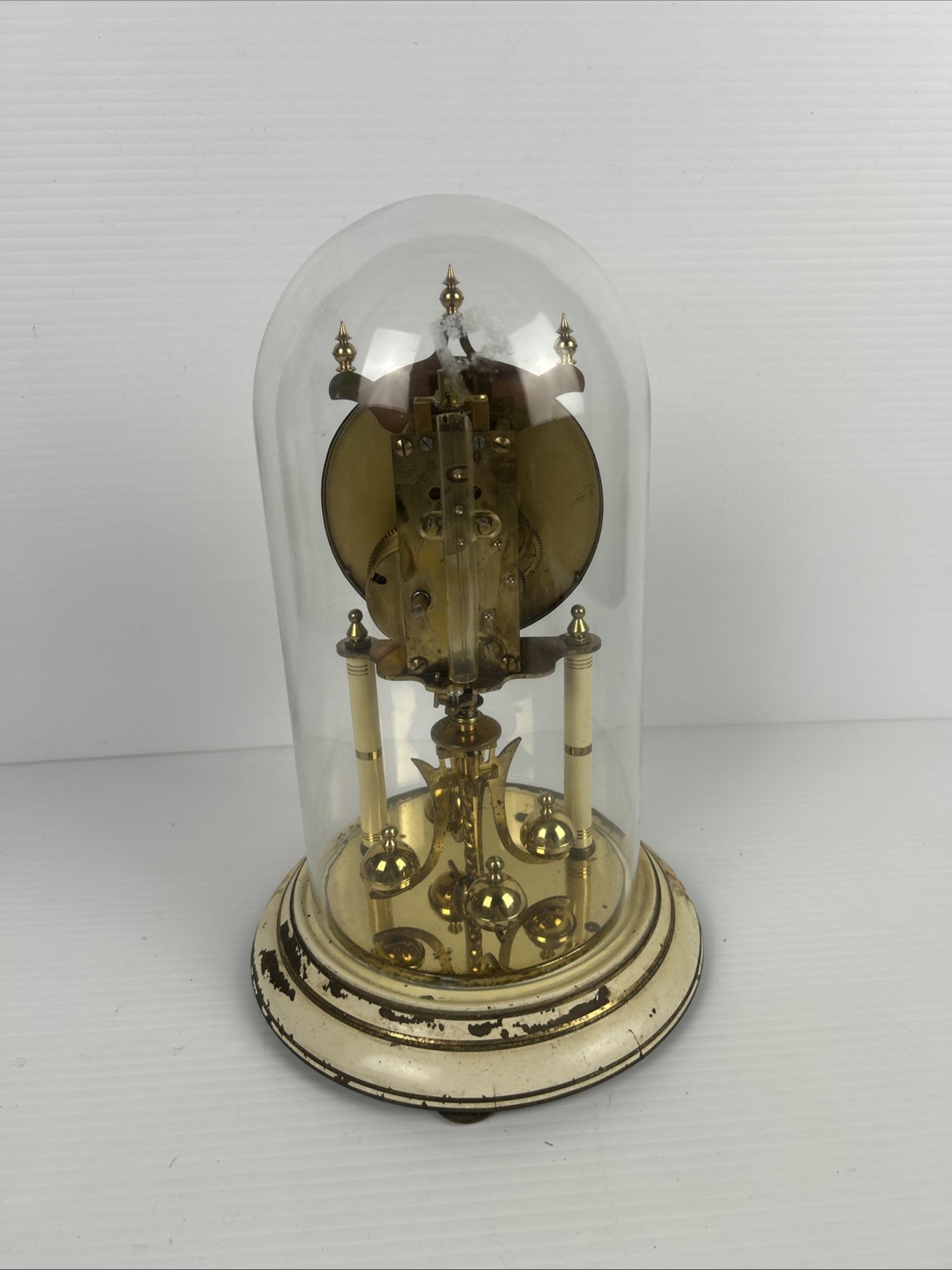 Vintage German Kundo Anniversary Clock with Glass Dome Floral Design | eBay