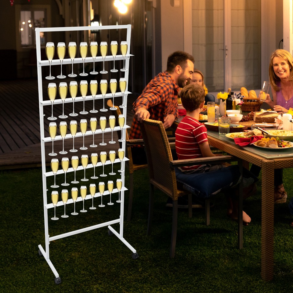 5-Tier Metal Champagne Wall Holder Champagne Flutes Display Stand Hold ...