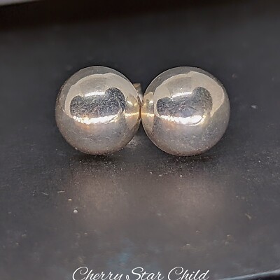 Sterling 925 silver polished round dome stud earrings | eBay Australia