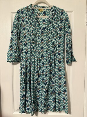 Roberta Roller Rabbit Dress Swim Coverup Small Teal Blue Brown | eBay