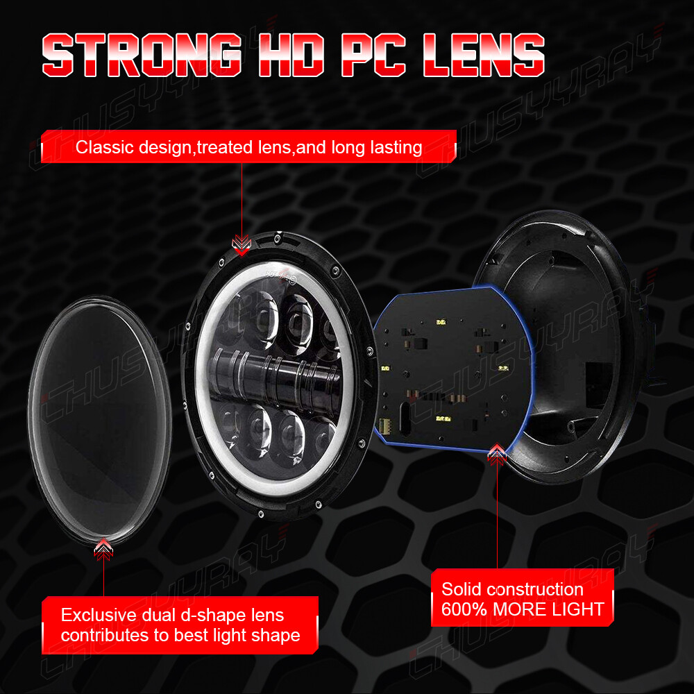 7 inch Round Chrome LED Headlight Hi/Lo Beam for Mazda 1979-85 RX7 1990 ...