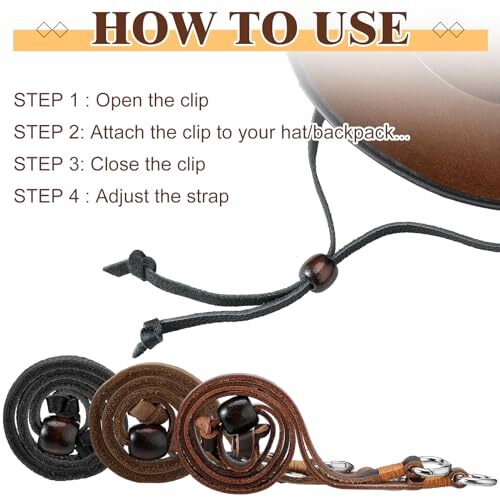 3 Pieces Leather Hat Chin Strap Stampede Strings for Cowboy Hats ...
