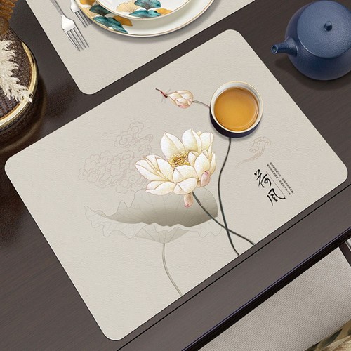 PU Dining Table Mat Non-Slip Tableware Mat Cup Pad Leather Placemat ...