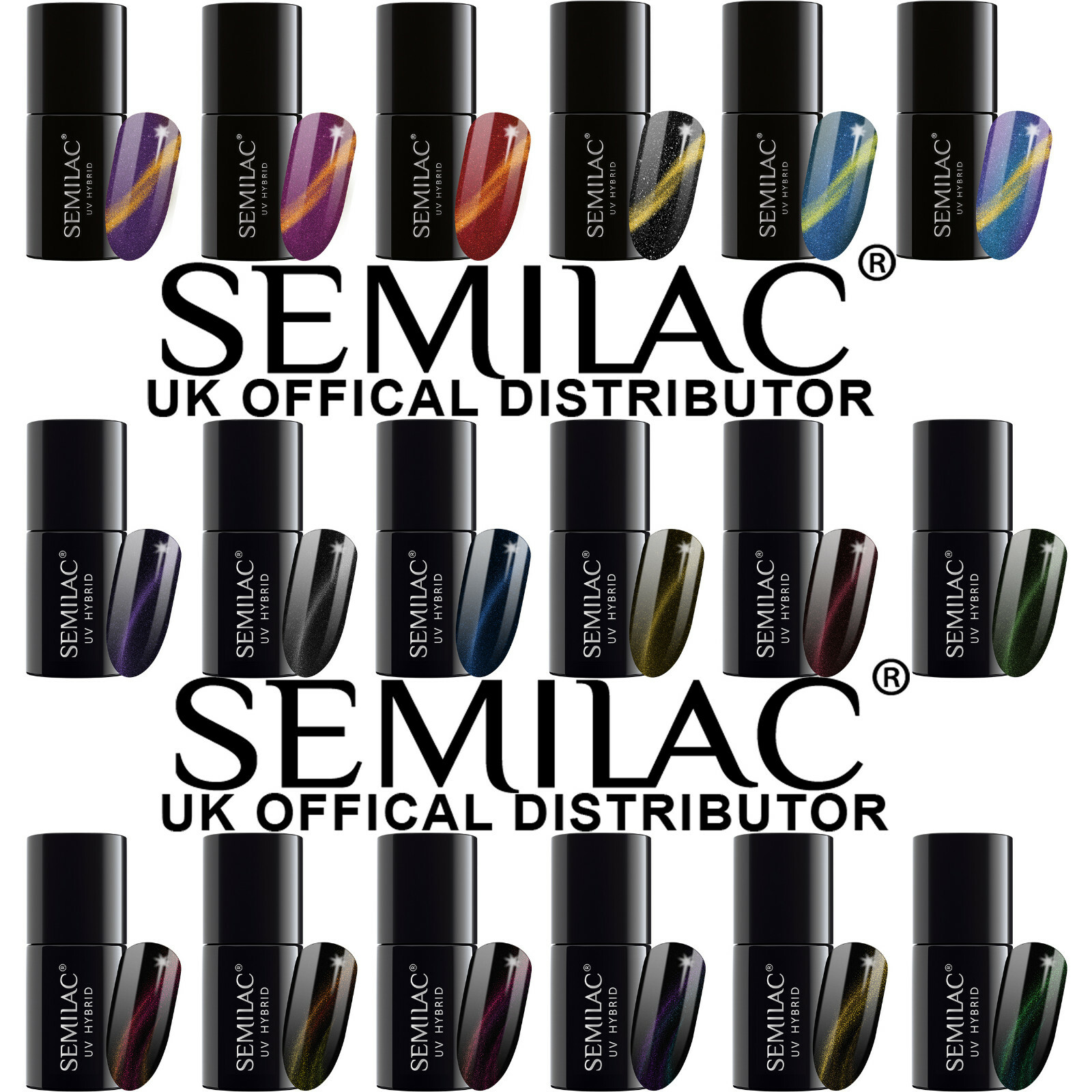 Semilac Nail Gel Polish UV LED - Magnetic Glow Cat Eye UV Gel - Pick ...