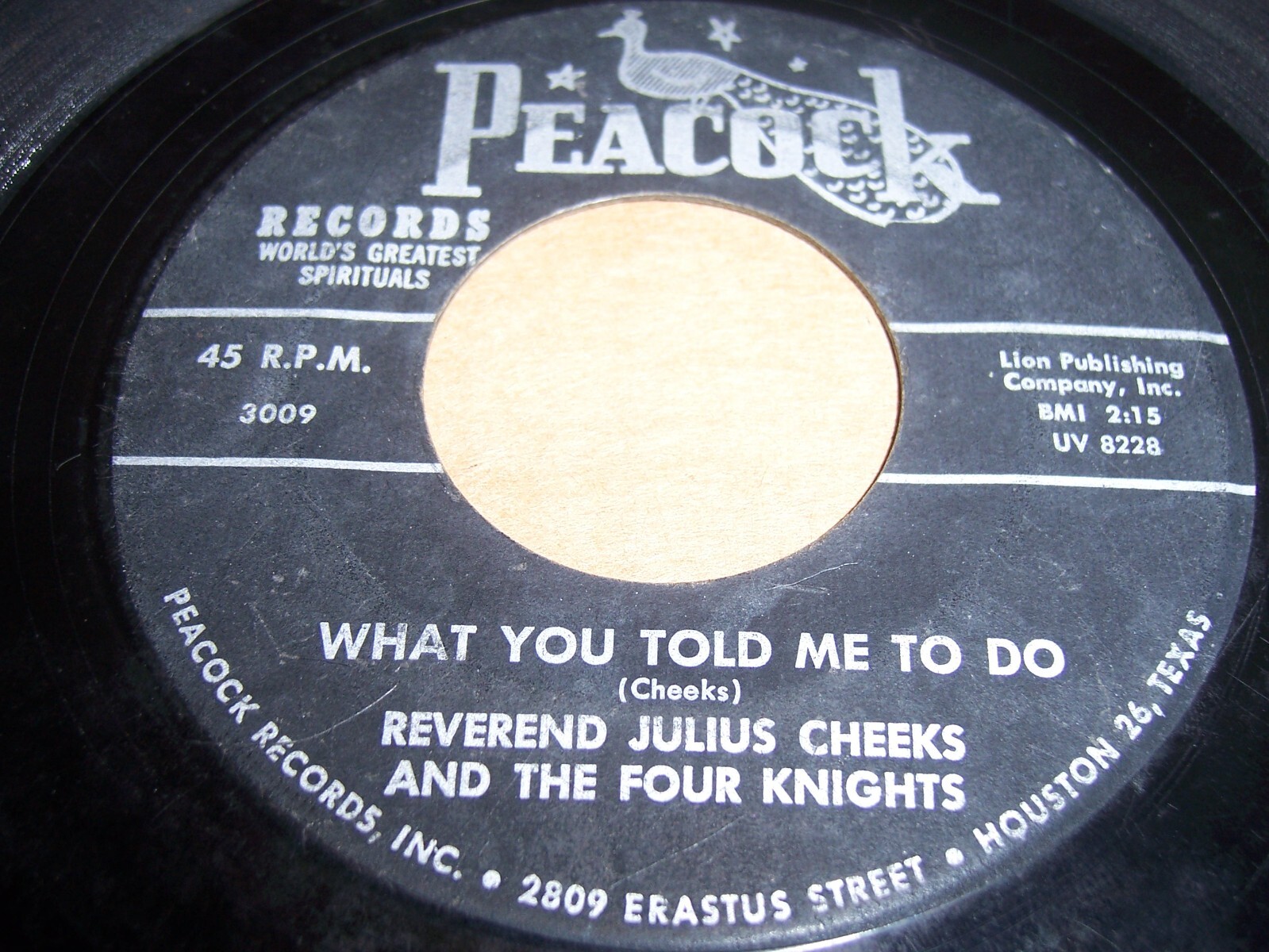 REVEREND JULIUS CHEEKS- WHAT YOU TOLD ME TO DO- '64 GOSPEL 45, PEACOCK ...