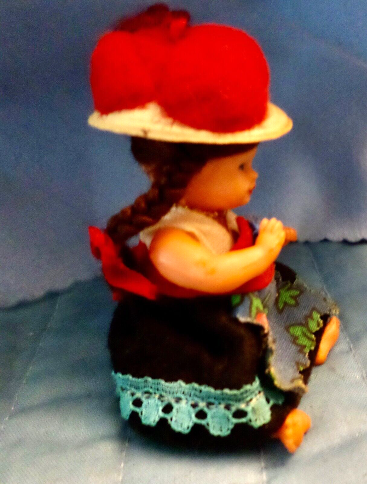 Vintage German 4" Celluloid Baby Doll Braids Freckles EX | eBay