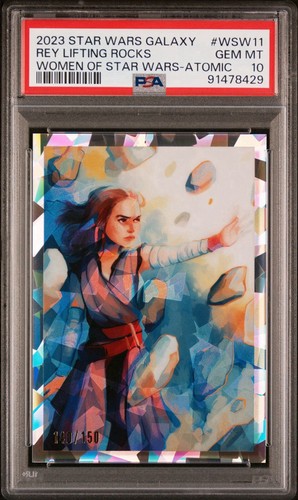 2023 Topps Star Wars Galaxy Chrome #WSW11 Rey Lifting Rocks Atomic /150 ...