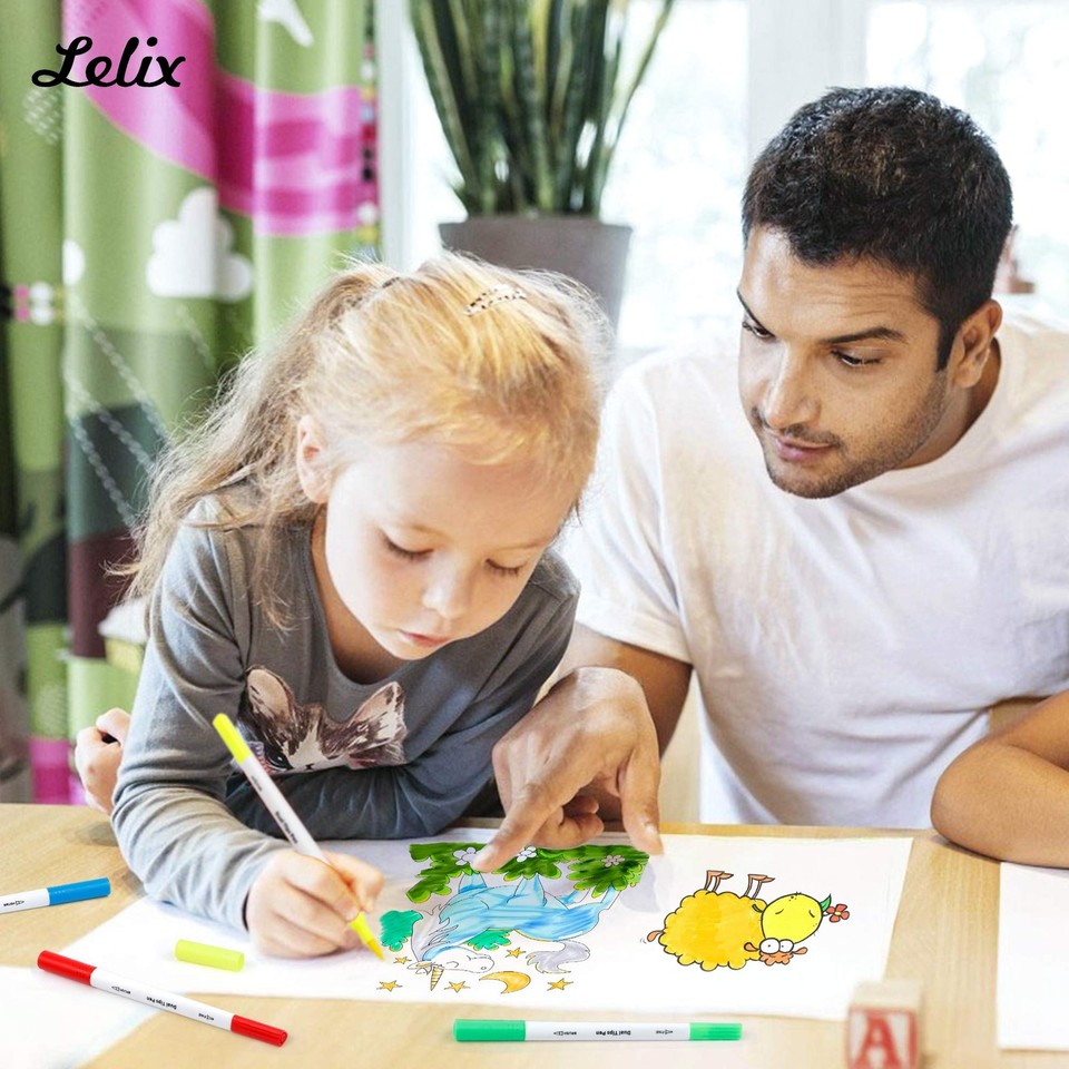 Lelix 120 Colors Dual Tips Brush Pens Art Markers with a Coloring Book ...