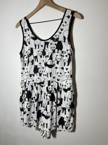 Nooworks Panda Print Romper ShortsBlank White Rare USA Made Size Small ...