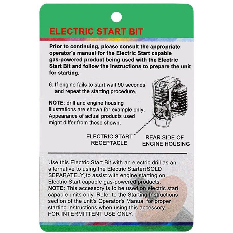 for Troy-Bilt Trimmer Jump Start Engine Easy Starter Drill Bit Adapter ...