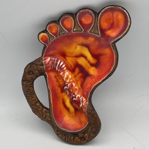 VINTAGE TREASURE CRAFT#3 YELLOW ORANGE LAVA FOOT ASHTRY OR TRINKET DISH ...